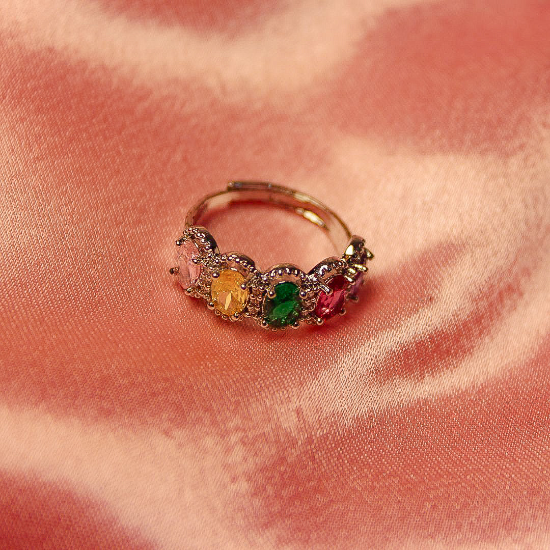 Multi Colour Gems Ring – StickOnChic