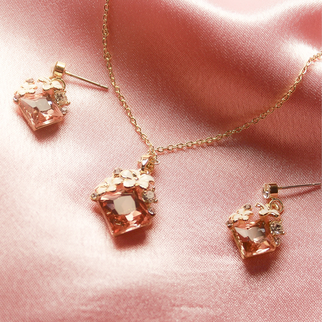 3 piece flower with crystal set – StickOnChic